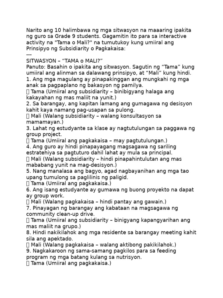 Narito Ang 10 Halimbawa NG Mga NG Sub | PDF