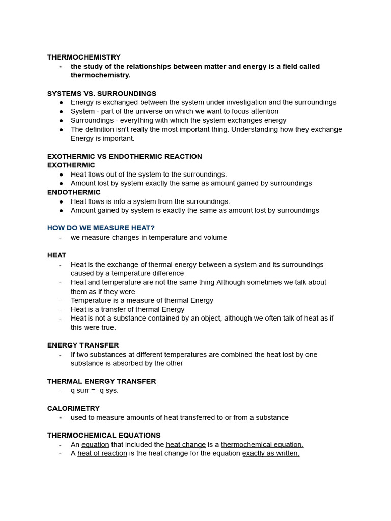 Thermochemistry Reviewer | PDF | Enthalpy | Heat