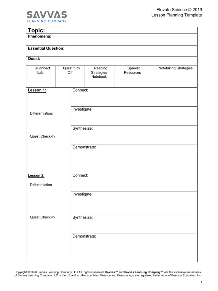 Lesson Planning Template - Elevate | PDF | Publishing Companies