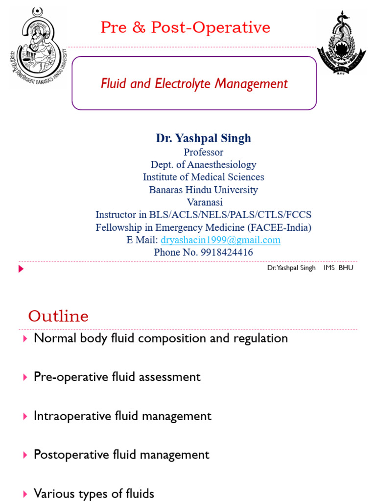 Fluid Management in Surgery | PDF | Saline (Medicine) | Blood
