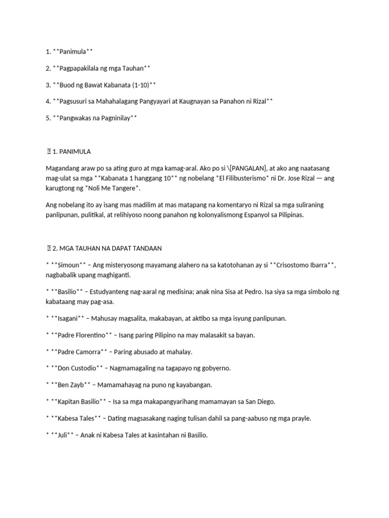 EL FILI Report Script | PDF