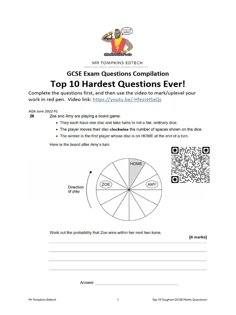 Toughest GCSE Maths Questions Compilation | PDF