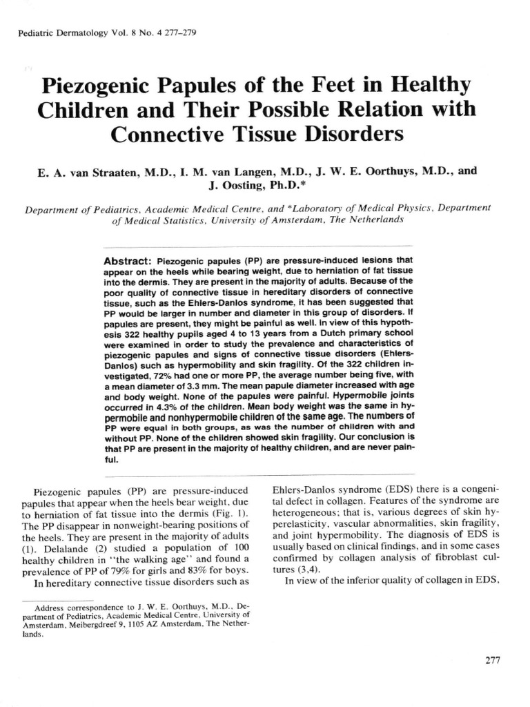 Pediatric Dermatology - December 1991 - Straaten - Piezogenic Papules ...