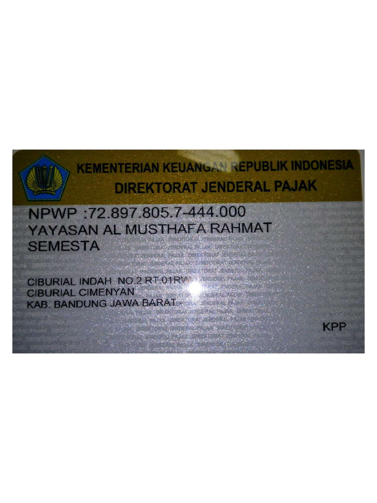 NPWP Al Musthafa | PDF