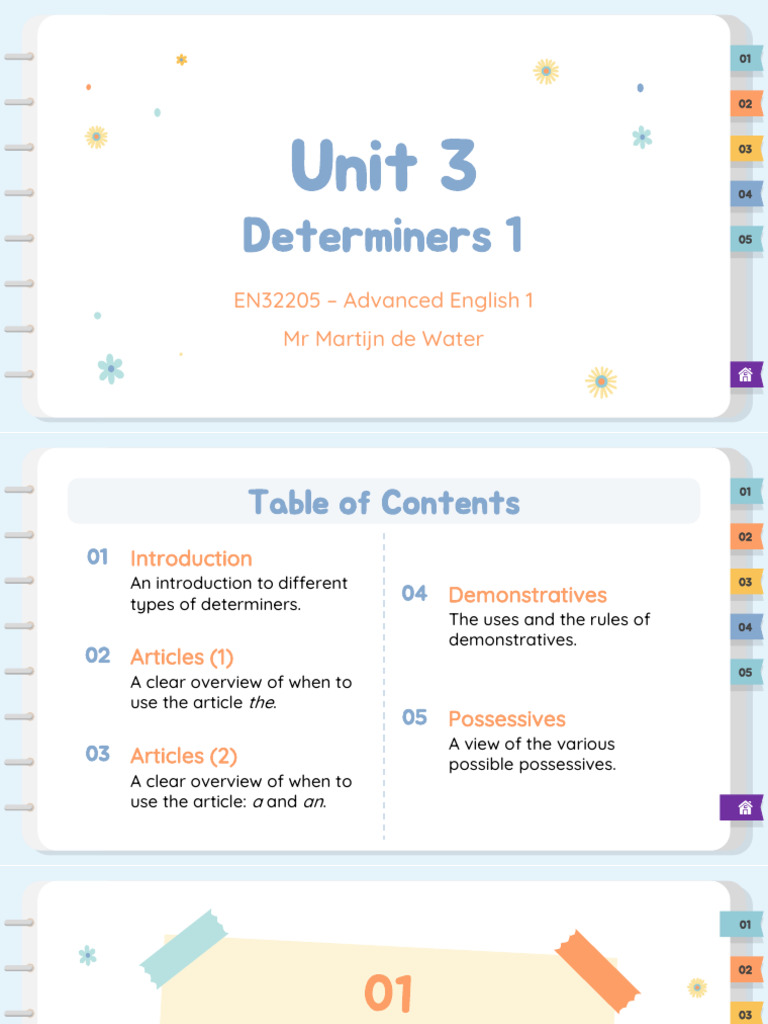 Unit 3 - Determiners 1 | PDF | Noun | Language Mechanics