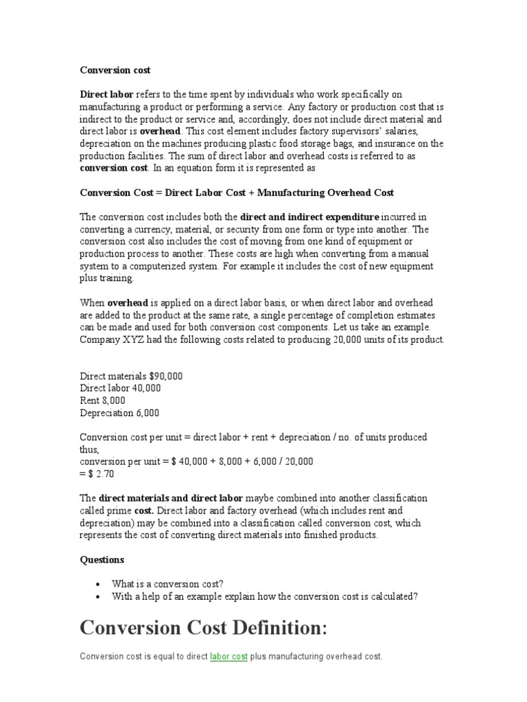 Understanding Conversion Costs Explained | PDF | Finance & Money Management