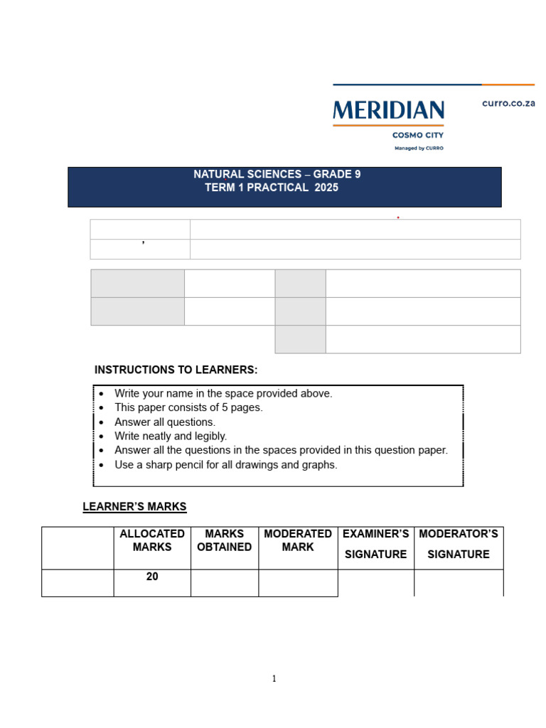Grade 9 Practical Task 1 NS 2025 - 010035 | PDF | Cell (Biology) | Morphology (Biology)