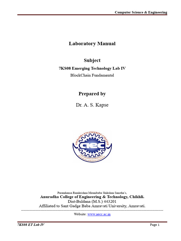Blockchain Lab Manual Overview | PDF | Laboratories | Computer Science