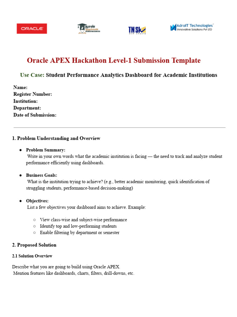 Oracle APEX - Hackathon Level 1 Template | PDF | Computing ...