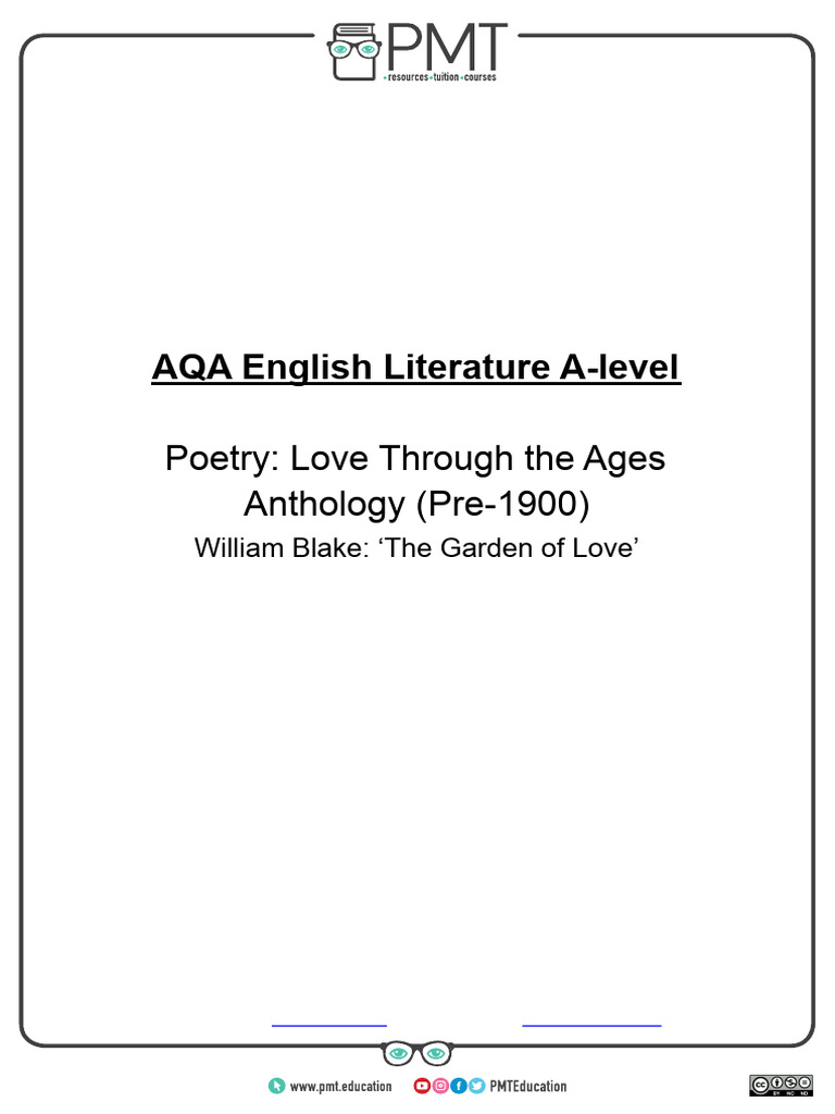 The Garden of Love - William Blake | PDF | Metre (Poetry) | William Blake