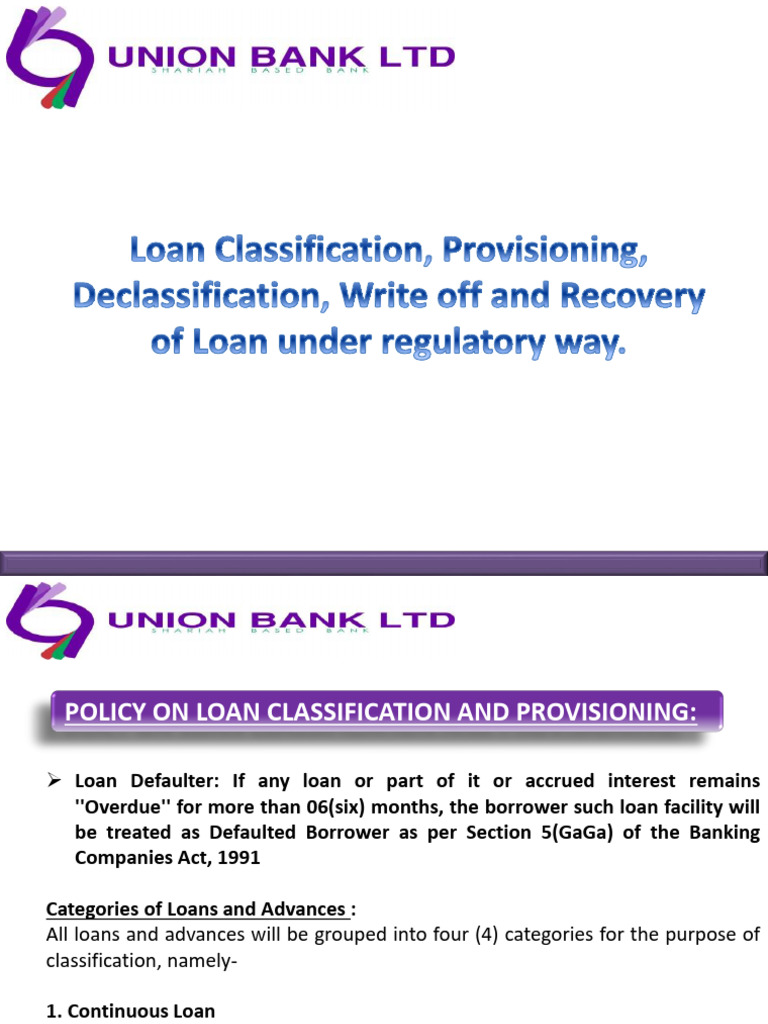 Loan Classification and Provisioning Policy | PDF | Loans | Banks