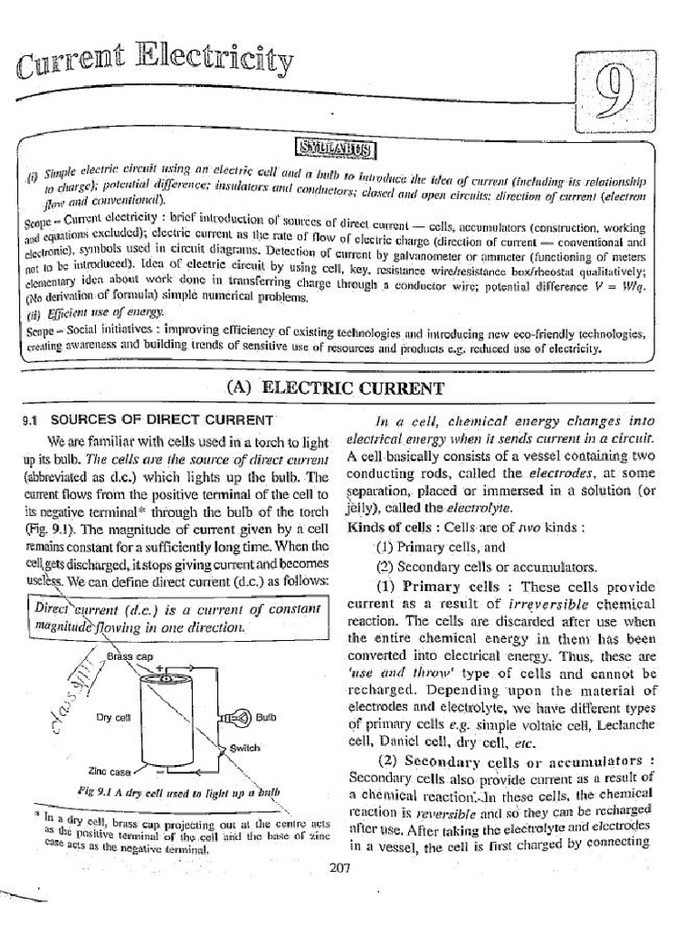 Current Electricity Class 8 | PDF