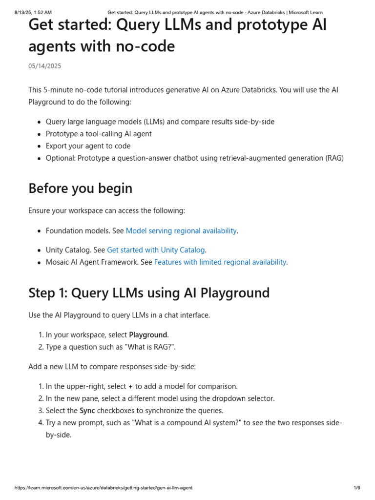 Get Started Query Llms And Prototype Ai Agents With No Code Pdf Artificial Intelligence