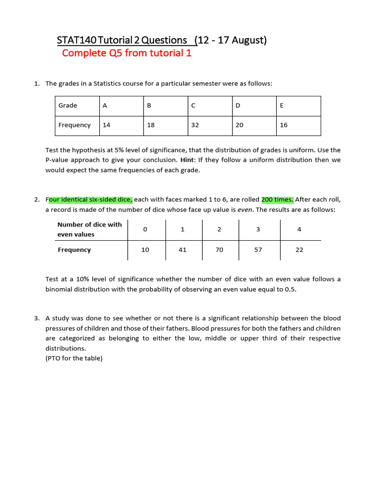 Statistical Hypothesis Testing Exercises | PDF | Applied Mathematics ...