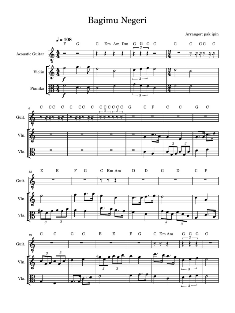 Bagimu Negeri Sheet Music and Chords | PDF | Musical Techniques ...