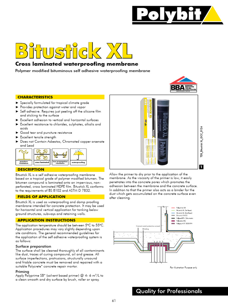 Polybit Bitustick XL en Ae | PDF | Concrete | Adhesive