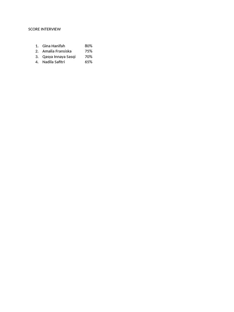 Contoh Format Score Interview | PDF