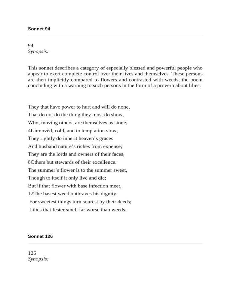 Sonnet 94 and 126 | PDF