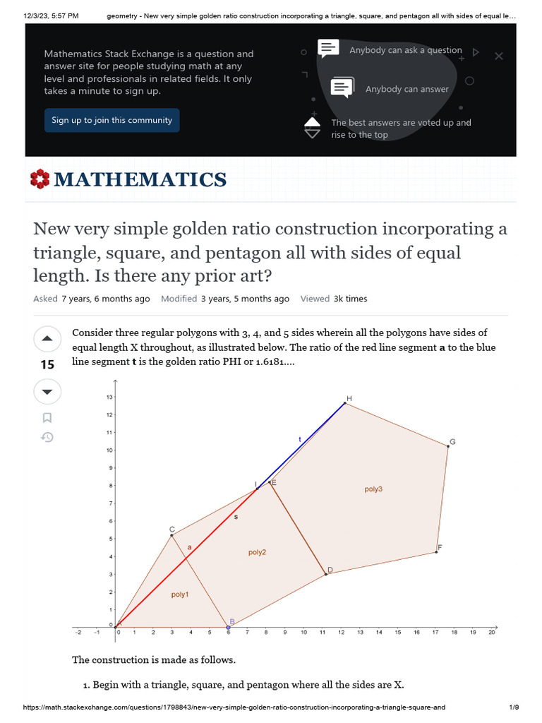 Golden Ratio Construction with Polygons | PDF | Triangle | Ratio