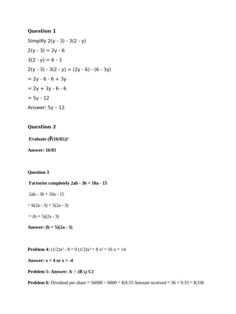 Math Problem Solutions and Explanations | PDF | Inequality (Mathematics ...