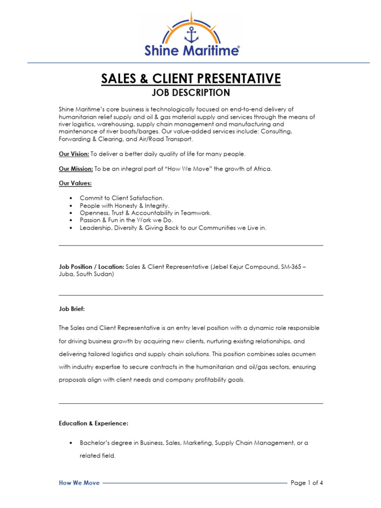 0.1.a Job Description - Sales & Client Representative (Juba, SS) - MoL ...