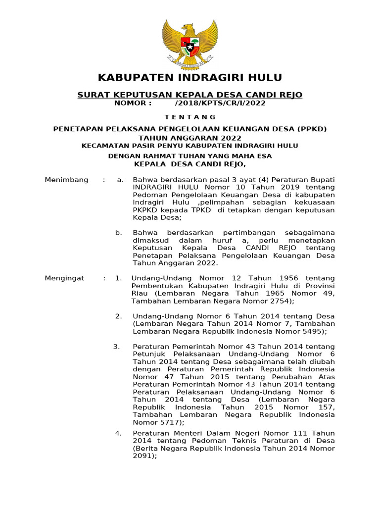 Sk Ppkd Tahun 2019 | PDF