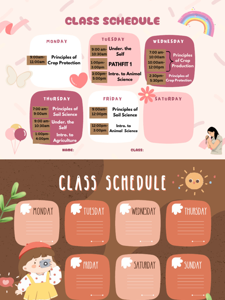 Pink and Red Cute Class Schedule | PDF