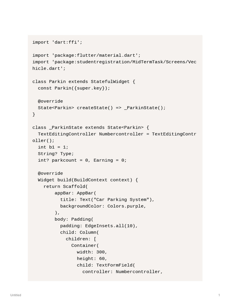 Flutter Car Parking System Code | PDF | Computer Programming | Software ...