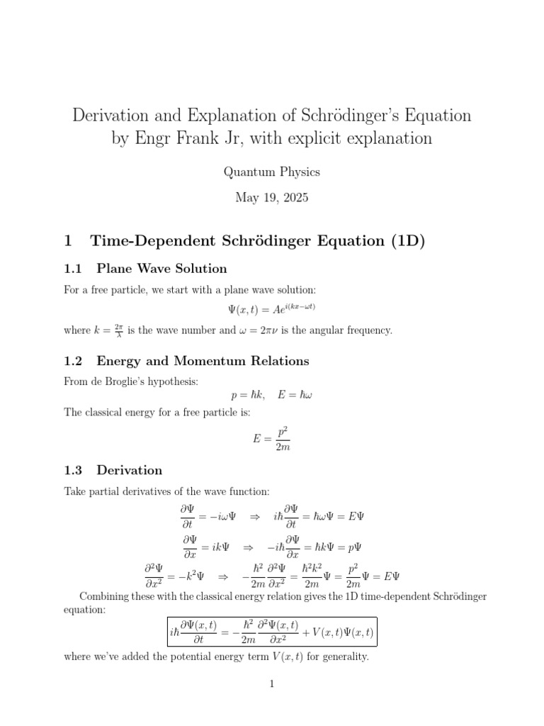 Deriving Schrödinger's Equation | PDF | Schrödinger Equation | Waves