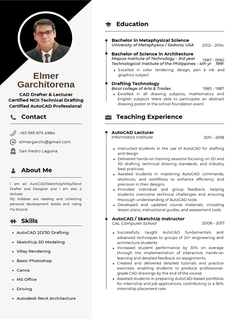 Modern Professional CV Resume | PDF | Technical Drawing | Auto Cad
