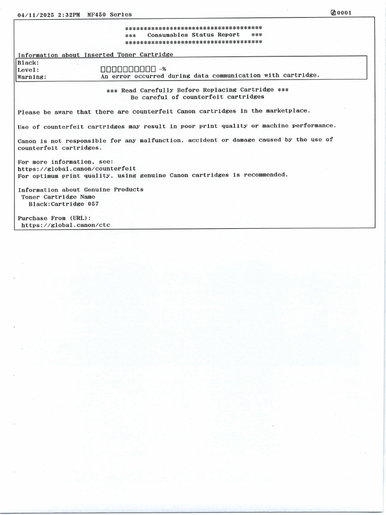 Canon MF450 Series Consumables Report | PDF | Computer Science ...