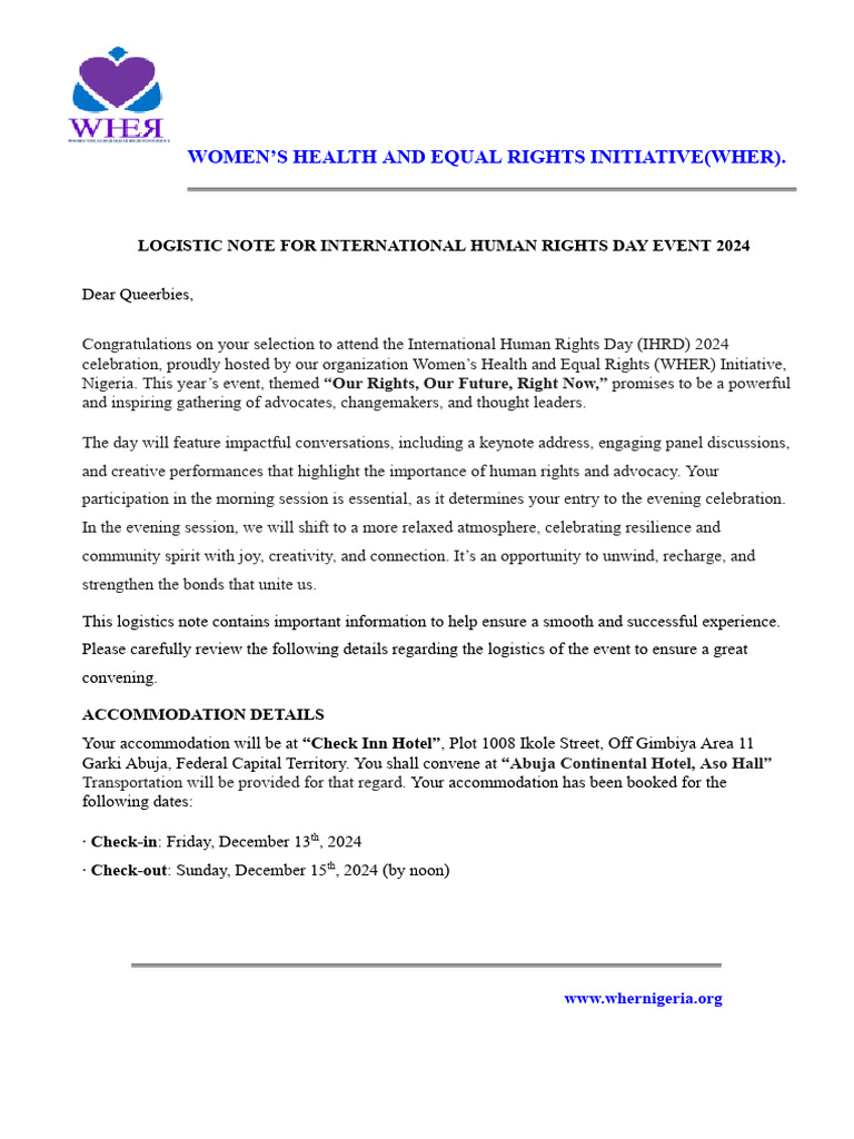 Logistics Note For Ihrd Event | PDF
