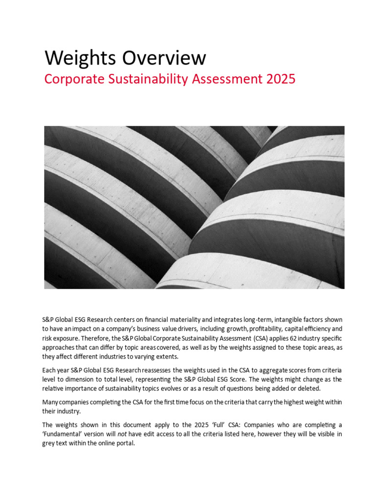 2025 CSA Weights by Industry Overview | PDF | Sustainability ...