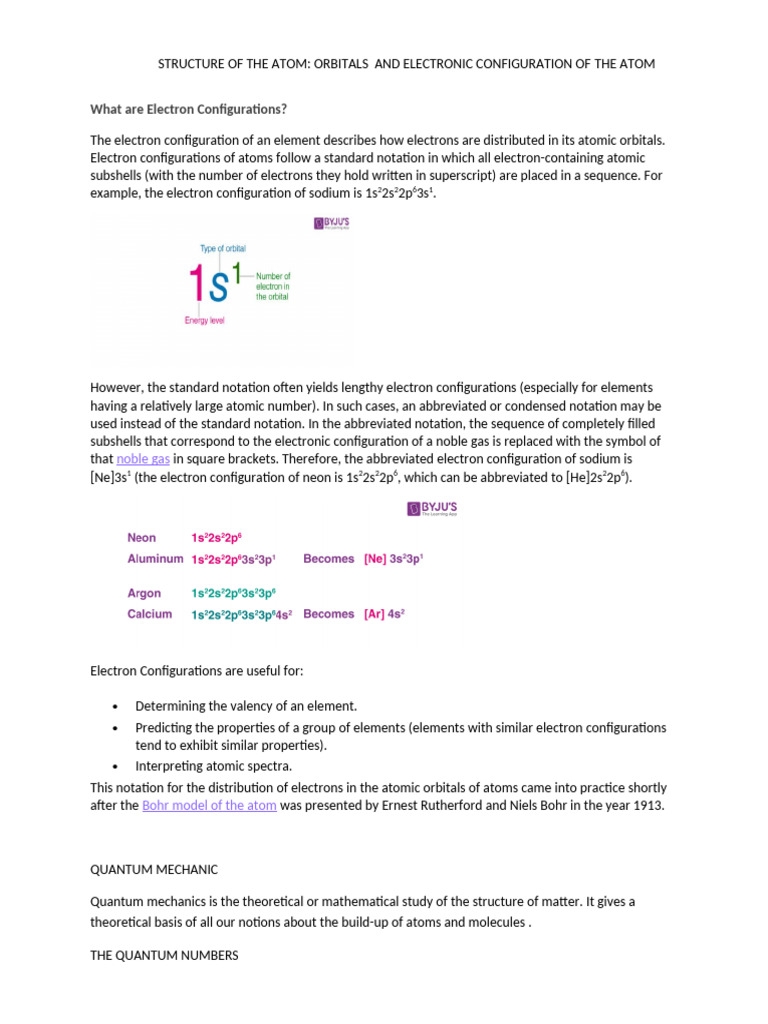 Electron Configuration and Orbitals Guide | PDF | Electron ...