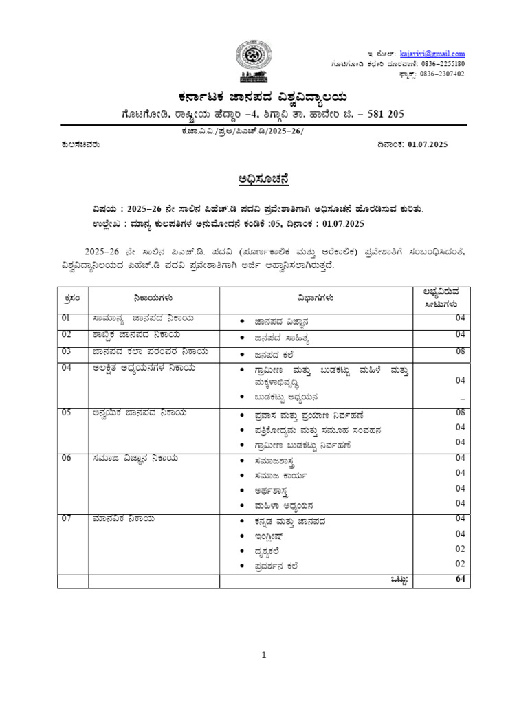 PHD Notification 2025-26 | PDF