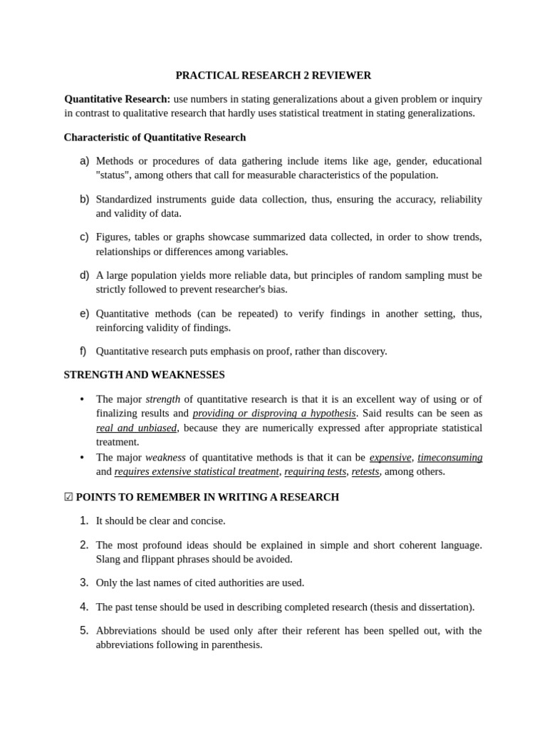 Practical Research 2 Quantitative Research Reviewer | PDF | Student's T ...