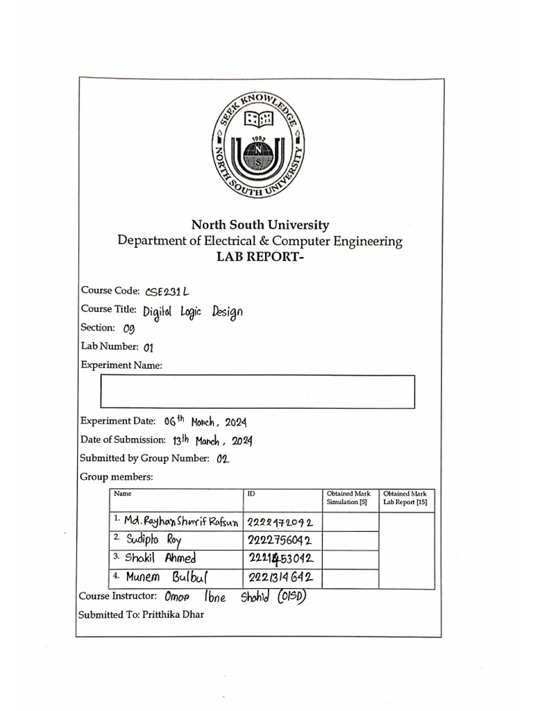 LAB - Report - 01-Digital Logic Gates and Boolean Function | PDF