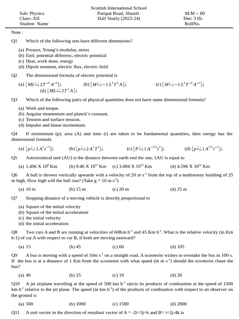 Class XL Physics Questions Bank | PDF | Force | Orbit