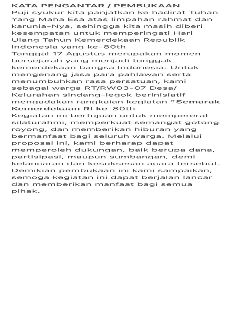 Kata Pengantar - Pembukaan | PDF