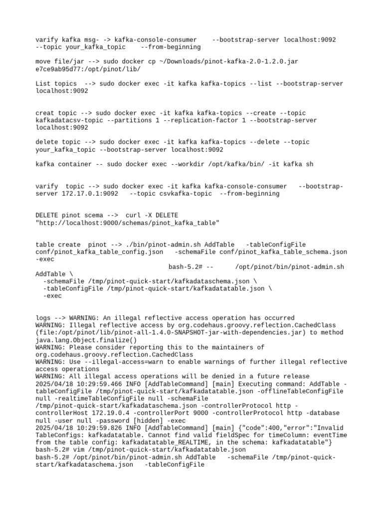 Imp CMD For Kafka Pinot | PDF | Computer Data | Information Technology