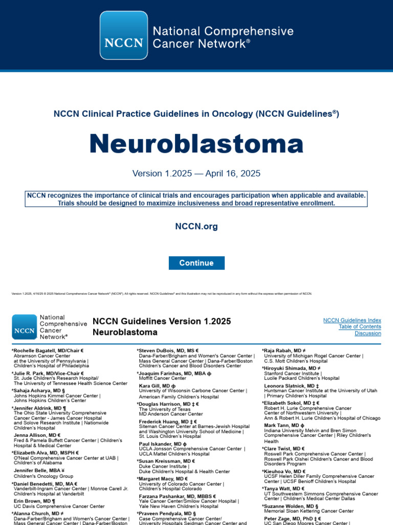 NCCN Neuroblastoma 1.2025 | PDF | Oncology | Medical Diagnosis