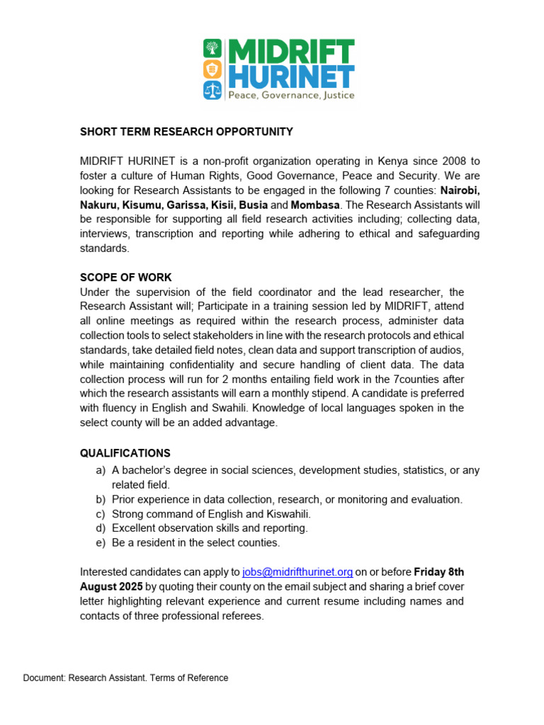 Research Assistant Positions at MIDRIFT | PDF