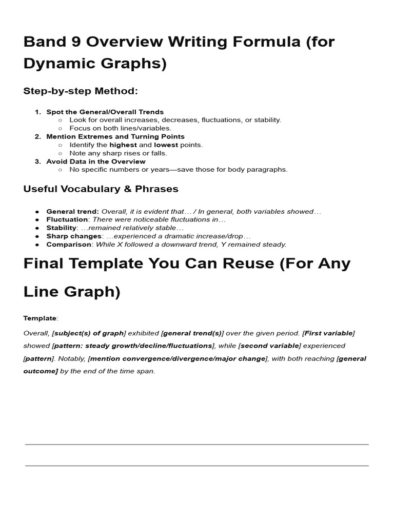 Band 9 Overview Writing Formula (For Dynamic Graphs) | PDF