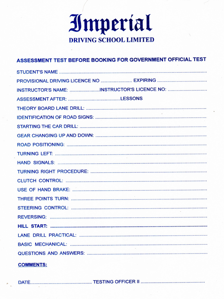 Imperial Driving School LTD | PDF