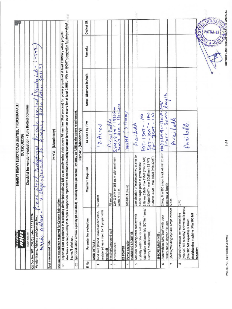 Checklist Fully Bolted Column | PDF