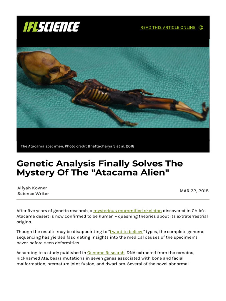 Atacama Skeleton: Human Origins Revealed | PDF | Genetics | Biology