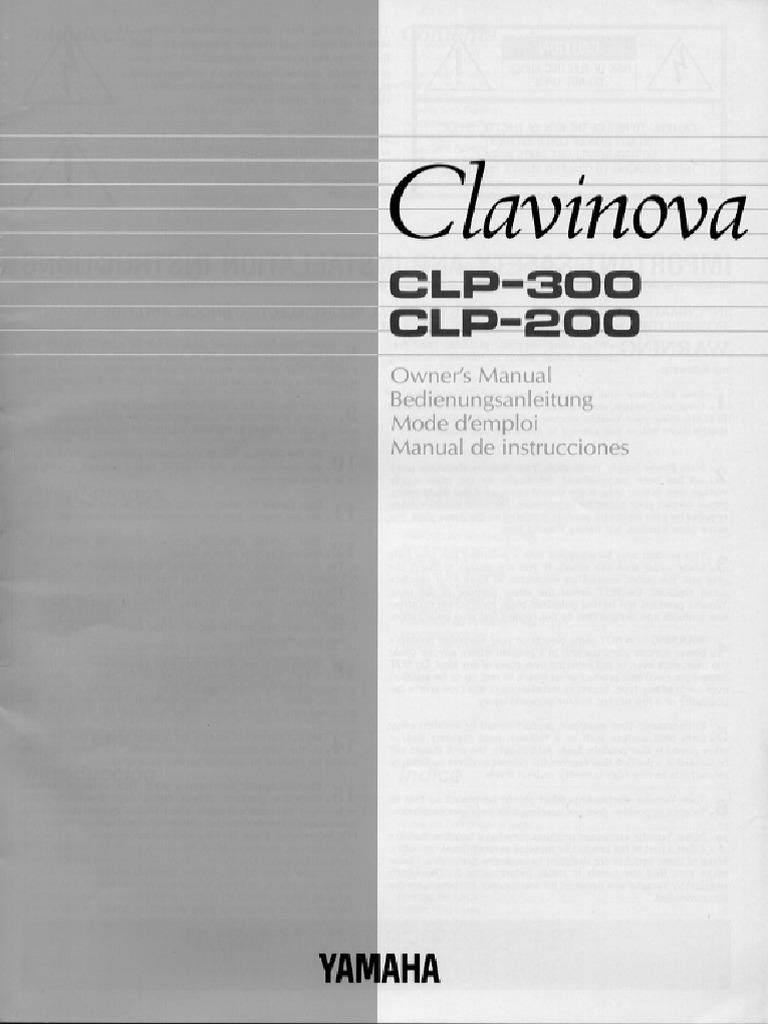 Manual Clavinova Yamaha Clp 300s | PDF