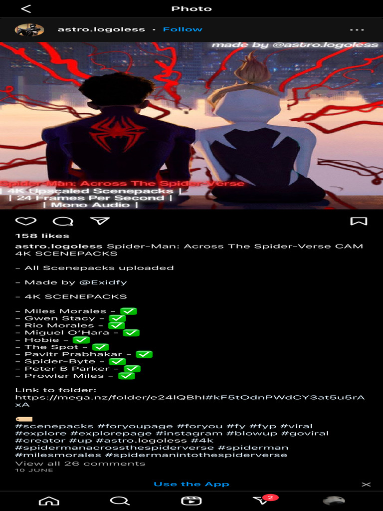 Spider-Man Across The Spider-Verse CAM 4K SCENEPACKS - All Scenepacks Uploaded - Made by @exidfy ...