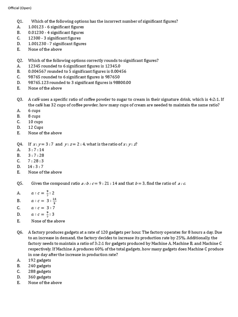 Self Evaluation - Basic Algebra | PDF | Ratio | Number Theory