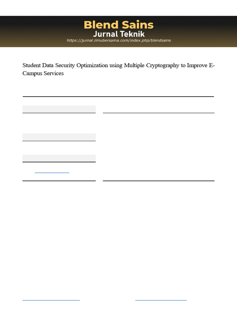 Student Data Security Optimization Using Multiple Cryptography To Improve E-Campus Services ...